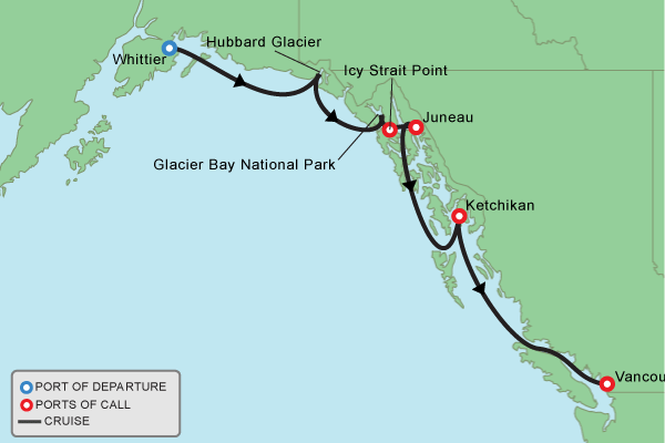 7 Night Voyage of the Glaciers with Glacier Bay - Southbound on ...